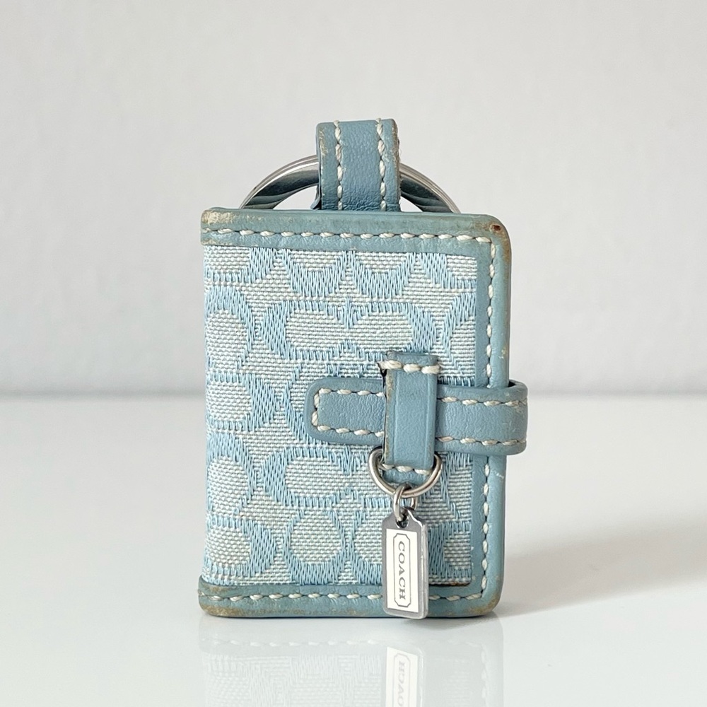 Vintage Coach Signature Light Blue Photo Book Keychain - Gem